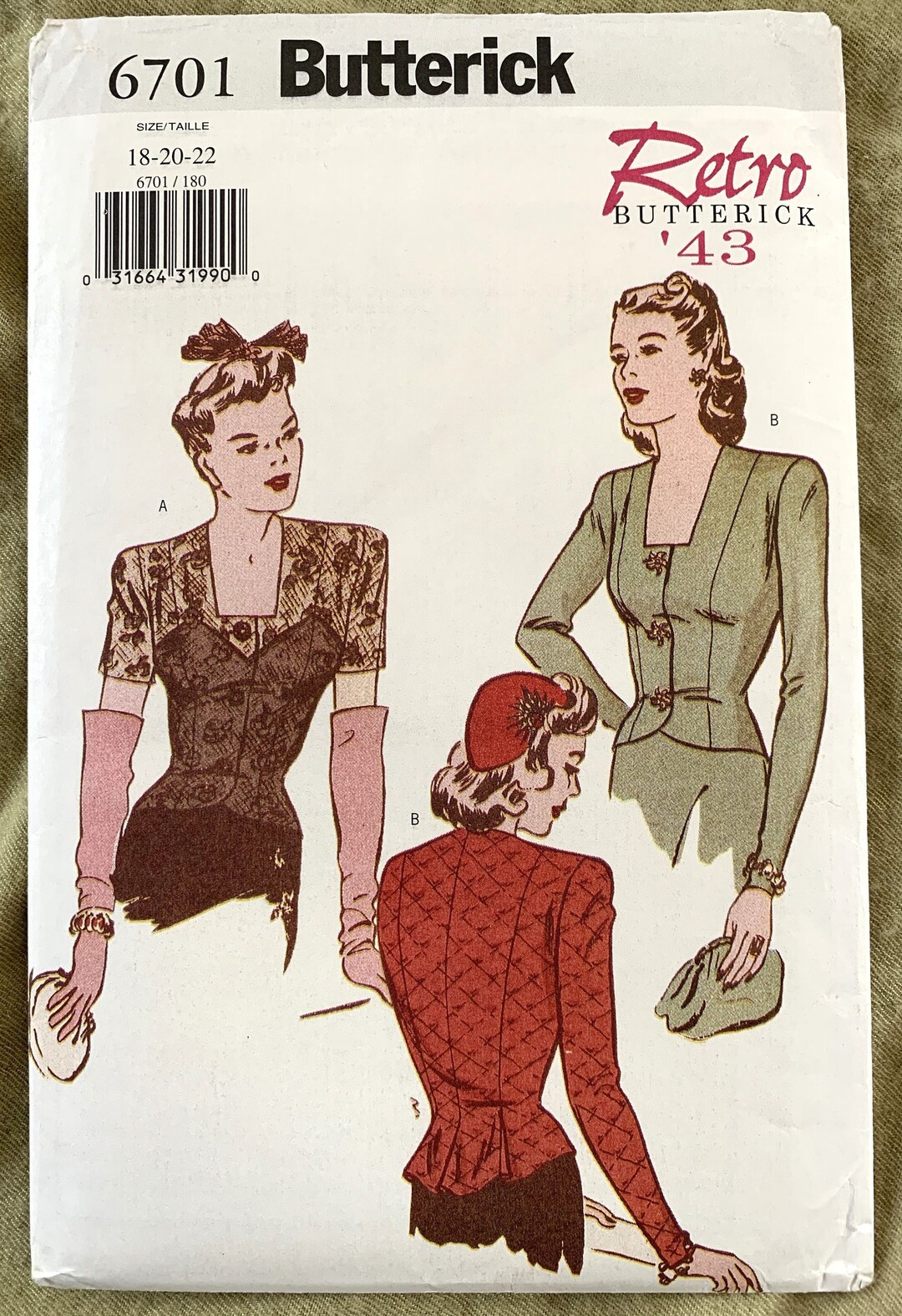 Vintage 2000's Butterick Retro '43 Pattern 6701, Misses'/misses' Petite ...
