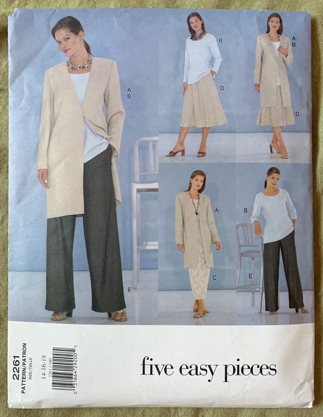 Vintage 1990's Vogue Pattern 2261, Five Easy Pieces, Misses'/misses ...