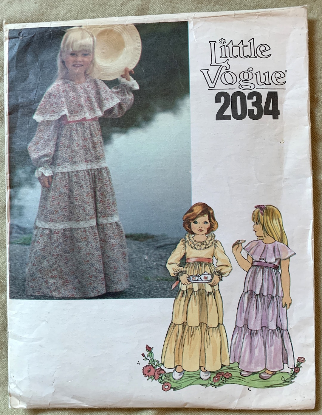 Vintage 1970's Little Vogue Pattern 2034, Girls' Dress, CUT, Size 3 or ...