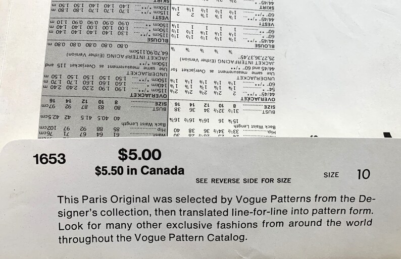 Vintage 1970's Vogue Pattern 1653, Paris Original, Chloe, Misses ...