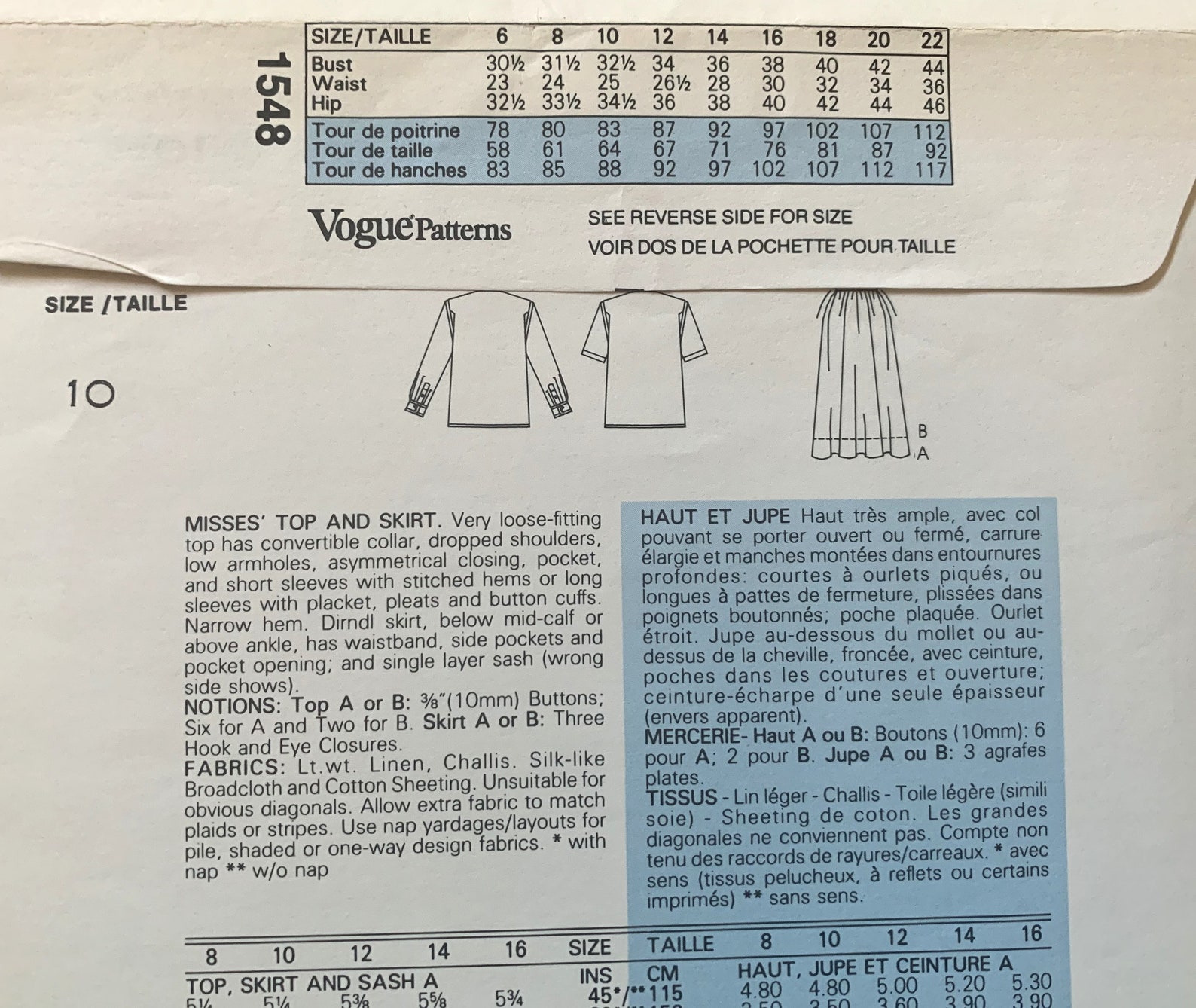 Vintage 1980's Vogue Pattern 1548, Vogue American Designer, Ralph ...
