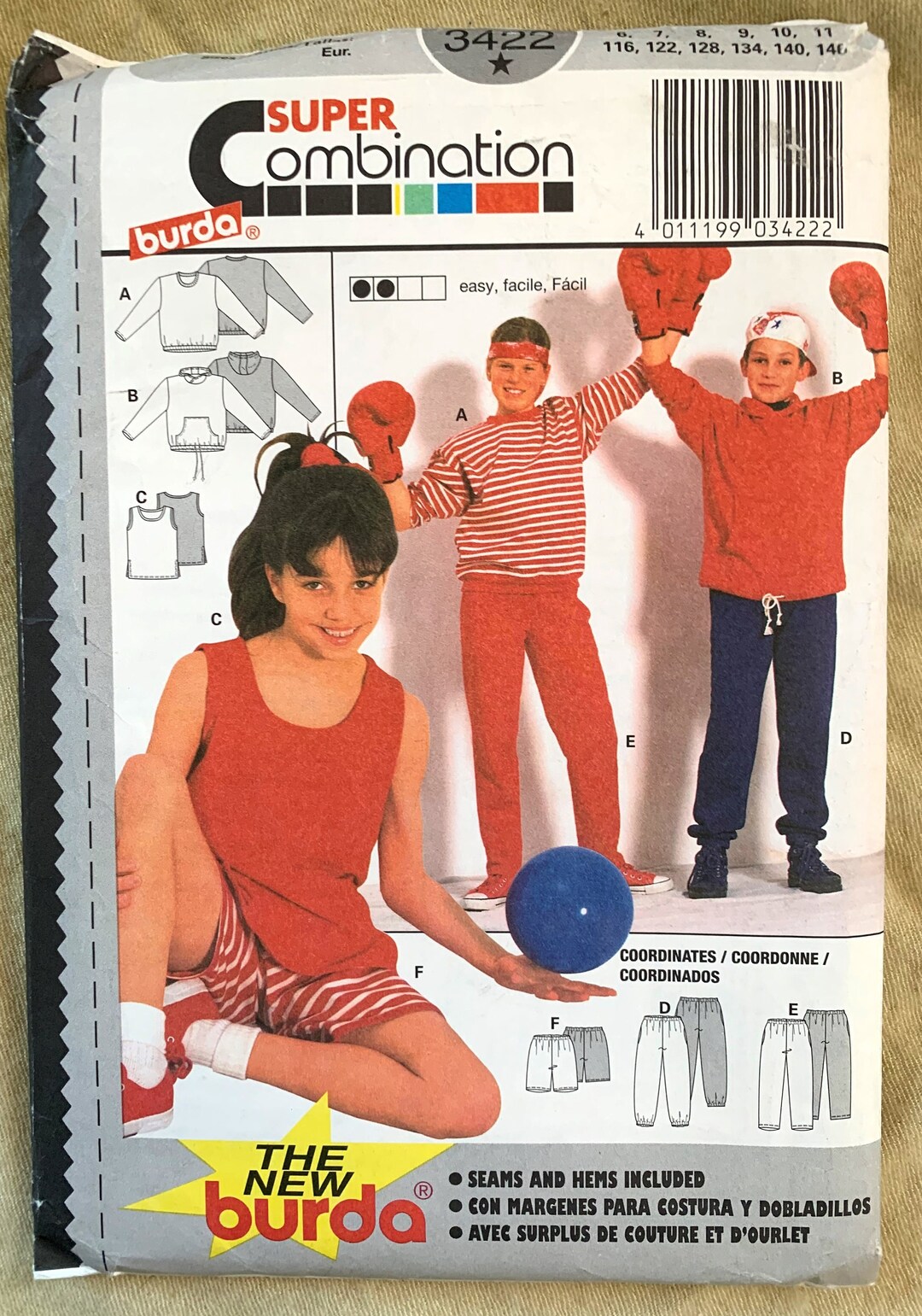 Vintage 1990's Burda Super Combination Pattern 3411, Children's and ...