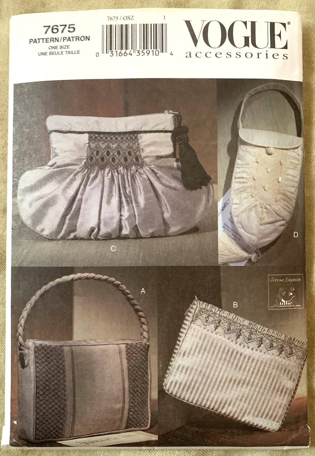 Vogue Accessories Pattern 7675, Evening Bags, Teresa Layman, UNCUT/FF ...