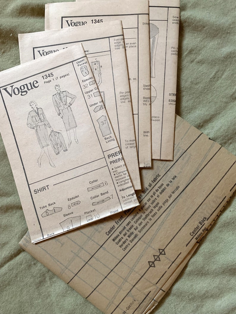 Vintage 1980's Vogue Pattern 2389, Paris Original, Claude Montana ...