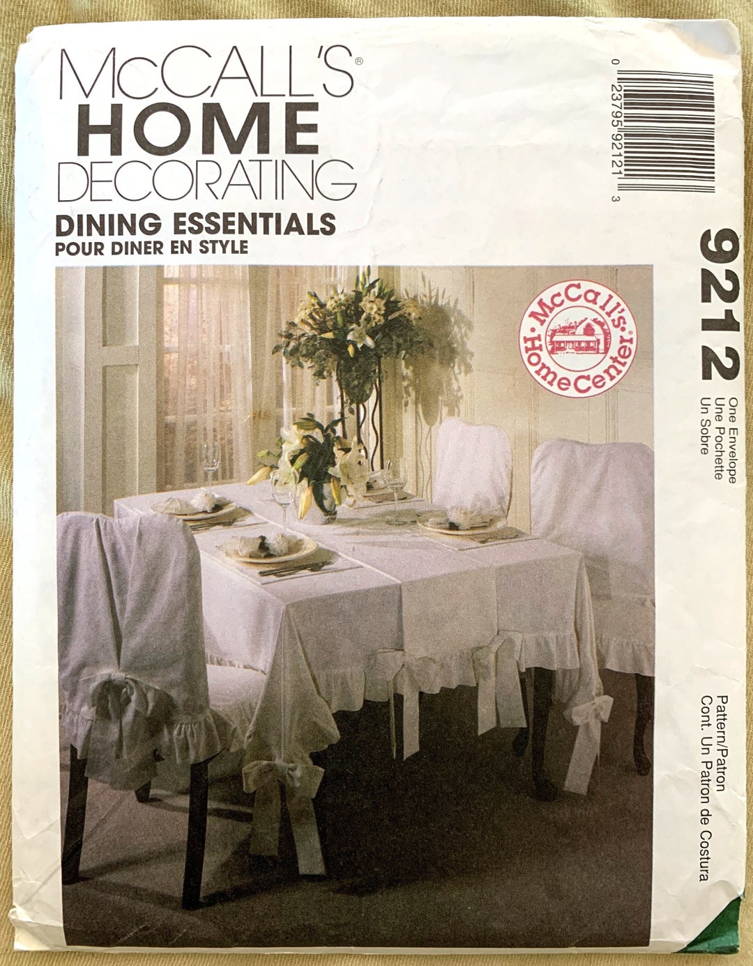 Vintage 1990's Mccall's Home Decorating Pattern 9212, Dining Essentials ...