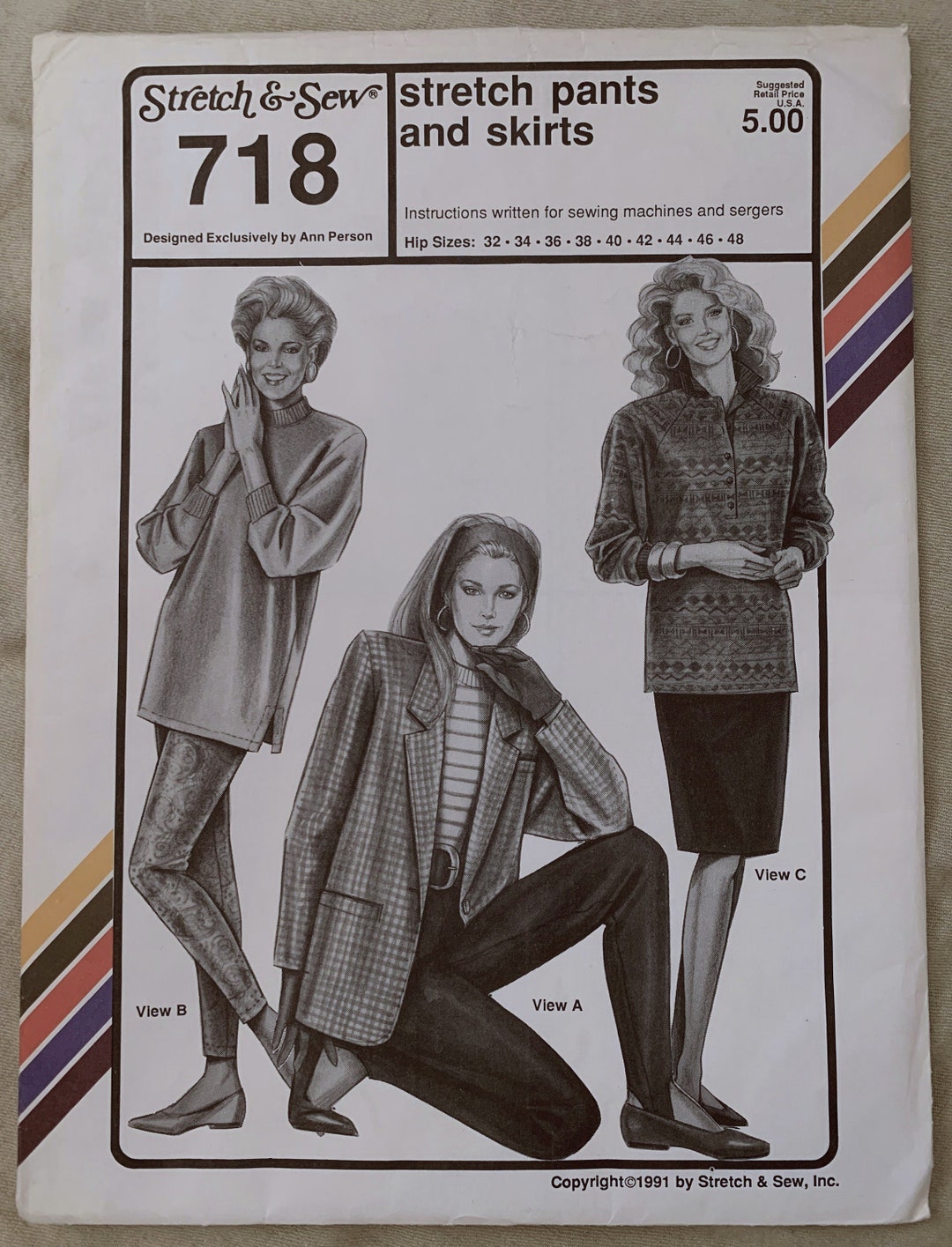 Vintage 1990's Stretch & Sew Pattern 718, Stretch Pants and Skirts ...