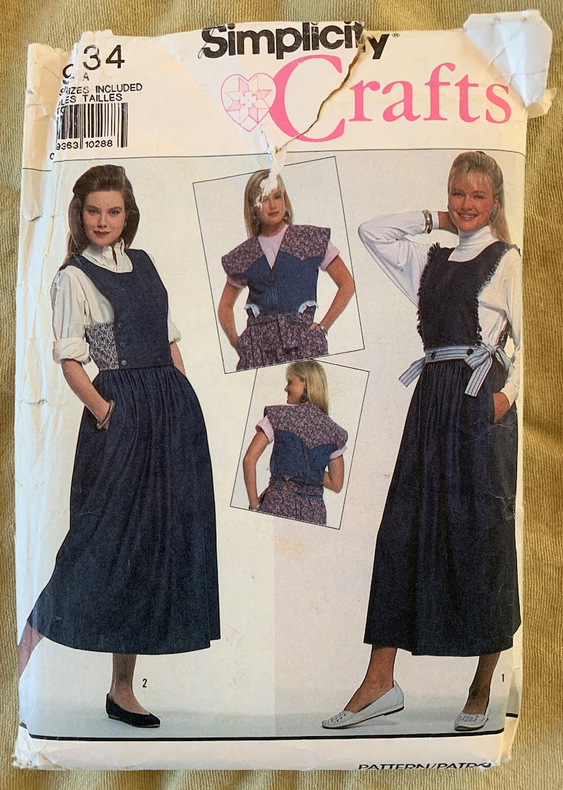 Vintage 1990's Simplicity Crafts Pattern 9734, Misses' Skirt With ...