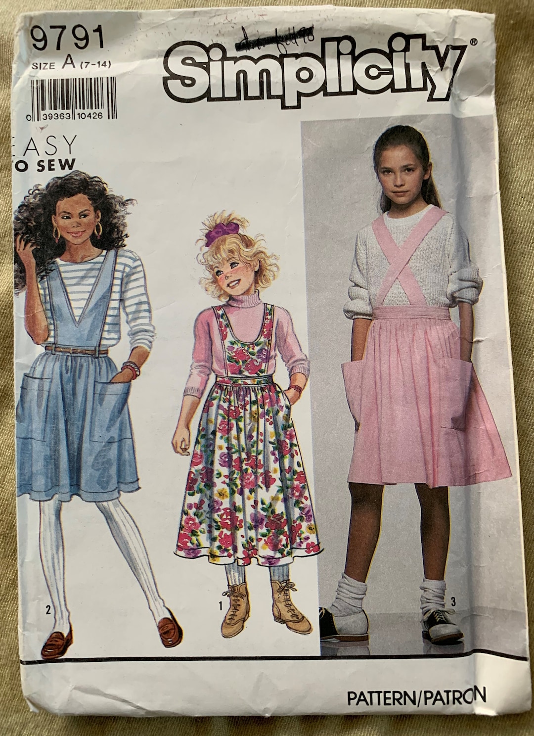 Vintage Simplicity Pattern 9791, Easy to Sew, Girls' Jumper, UNCUT ...
