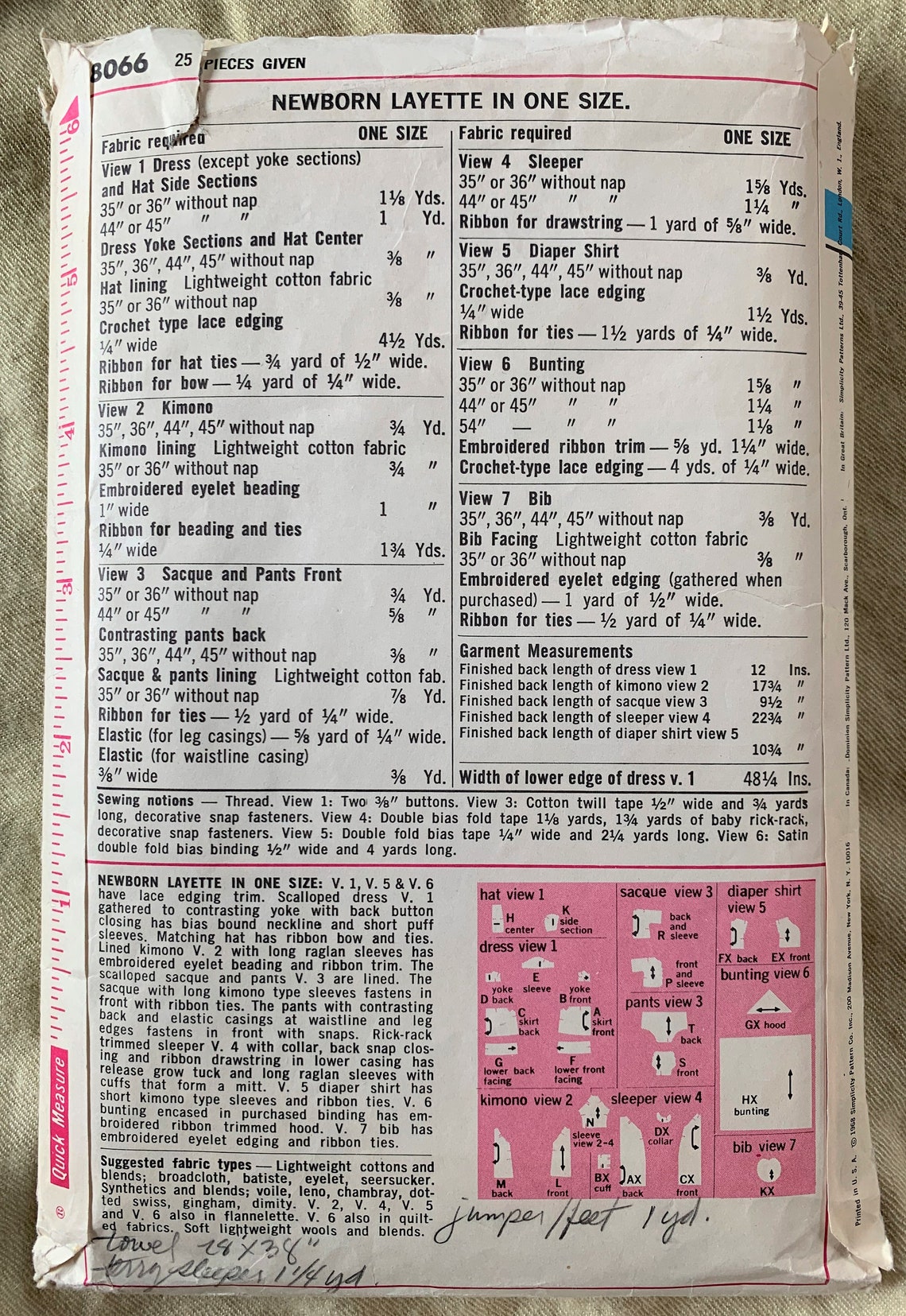 Vintage Simplicity Pattern 8066 NEWBORN Layette dress Hat - Etsy