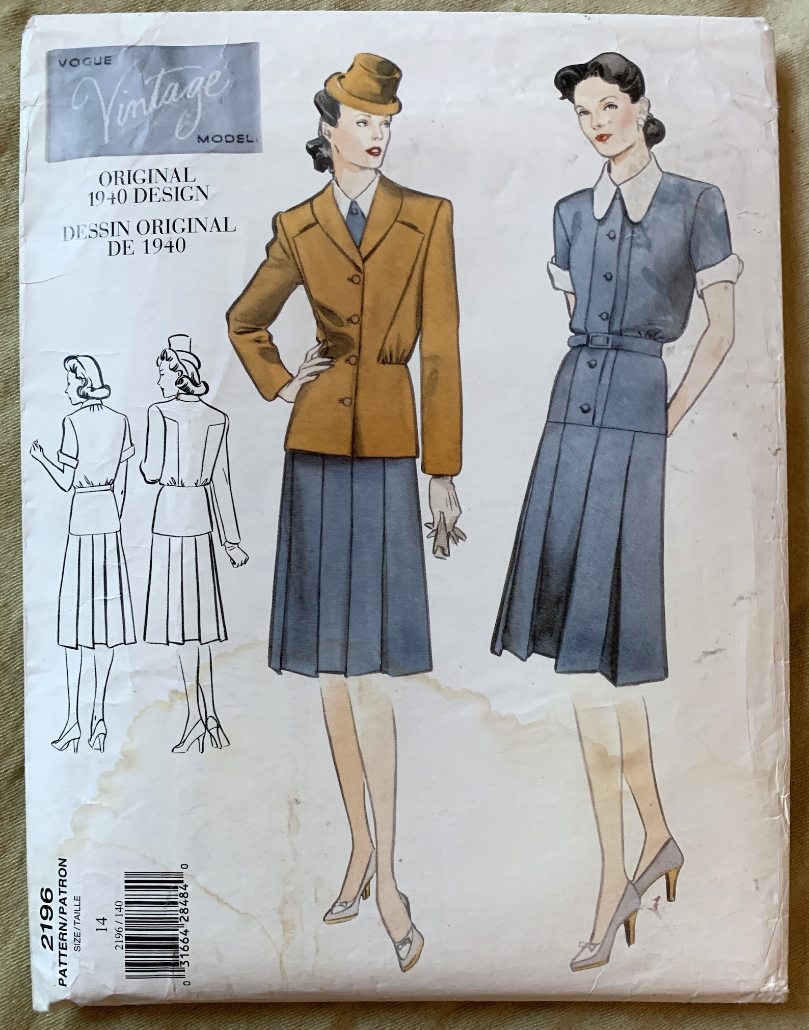 Vogue Vintage Model Pattern 2196, Original 1940 Design, Misses' Jacket ...