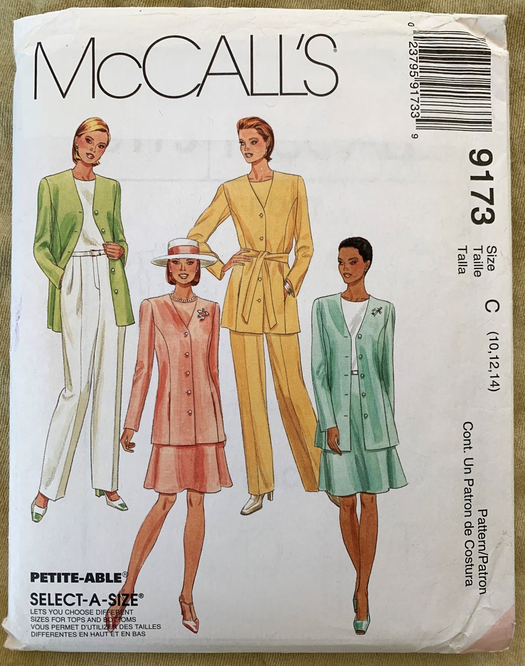 Vintage 1990's Mccall's Pattern 9173, Misses' Jacket/top/pants/skirt ...