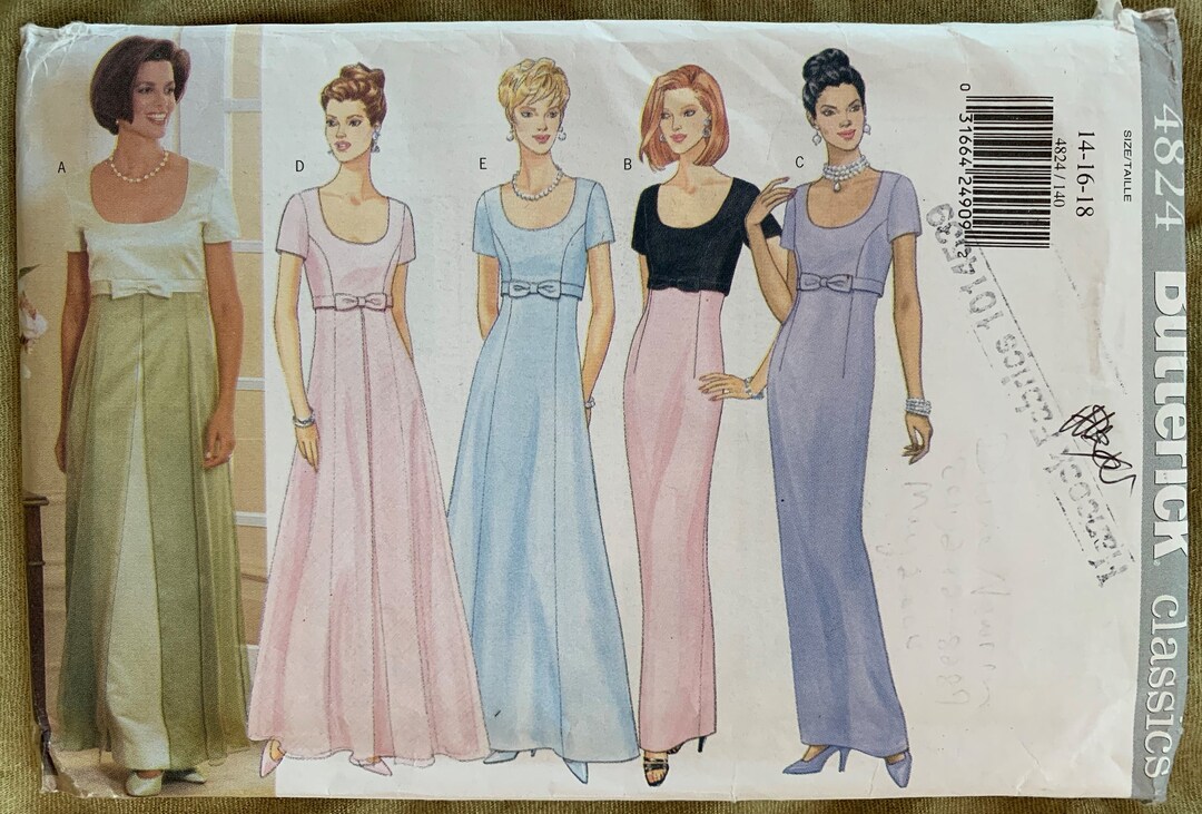Vintage 1990's Butterick Pattern 4824, Misses'/misses' Petite Dress ...