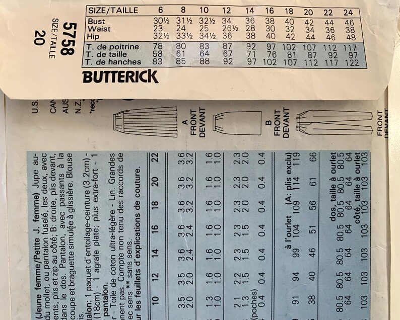 Vintage 1980's Butterick Pattern 5758, Family Circle Collection, Misses ...