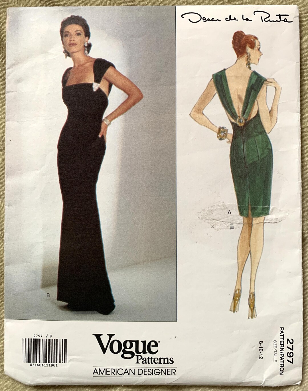 Vintage 1990's Vogue Pattern 2797, American Designer, Oscar De La Renta ...