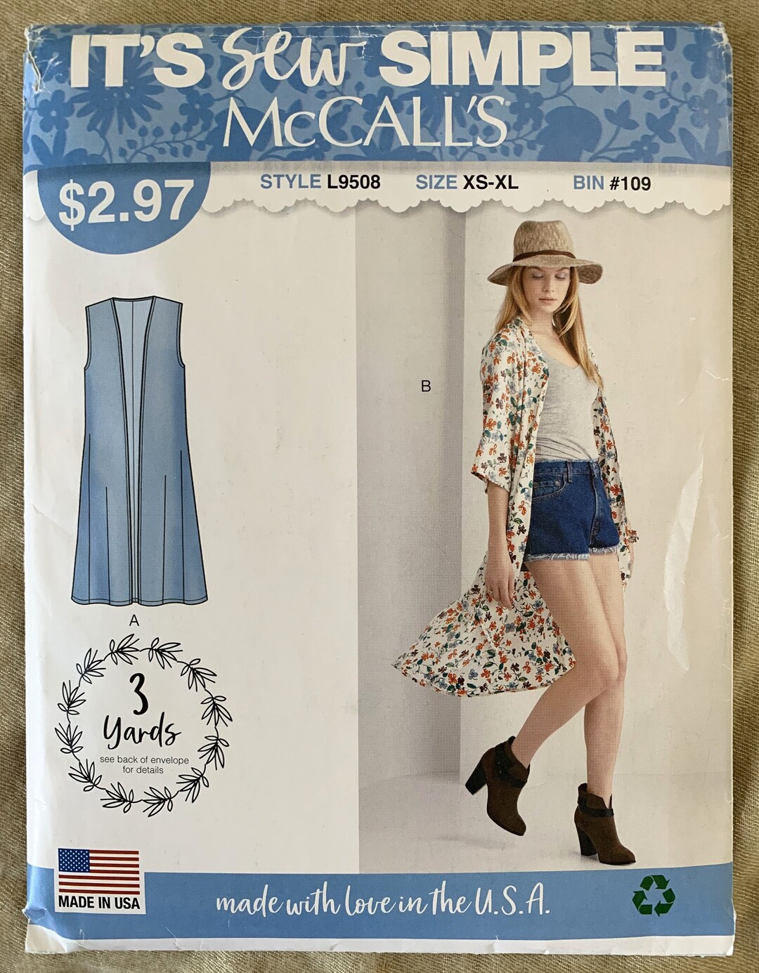 2019 Mccall's Pattern L9508, It's Sew Simple, Misses' Kimono, UNCUT ...