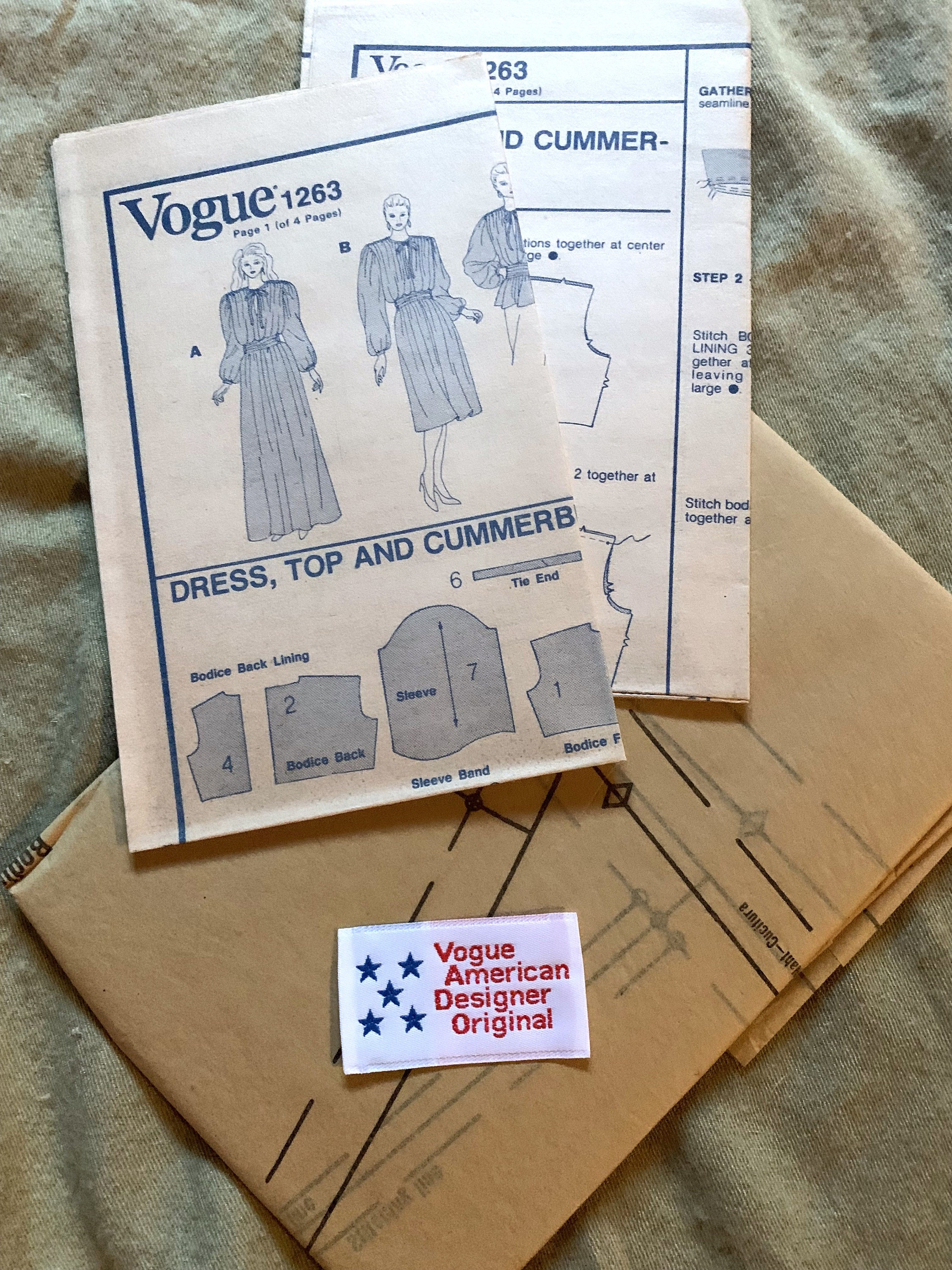 Vintage 1980's Vogue Pattern 1263, American Designer, Calvin Klein ...