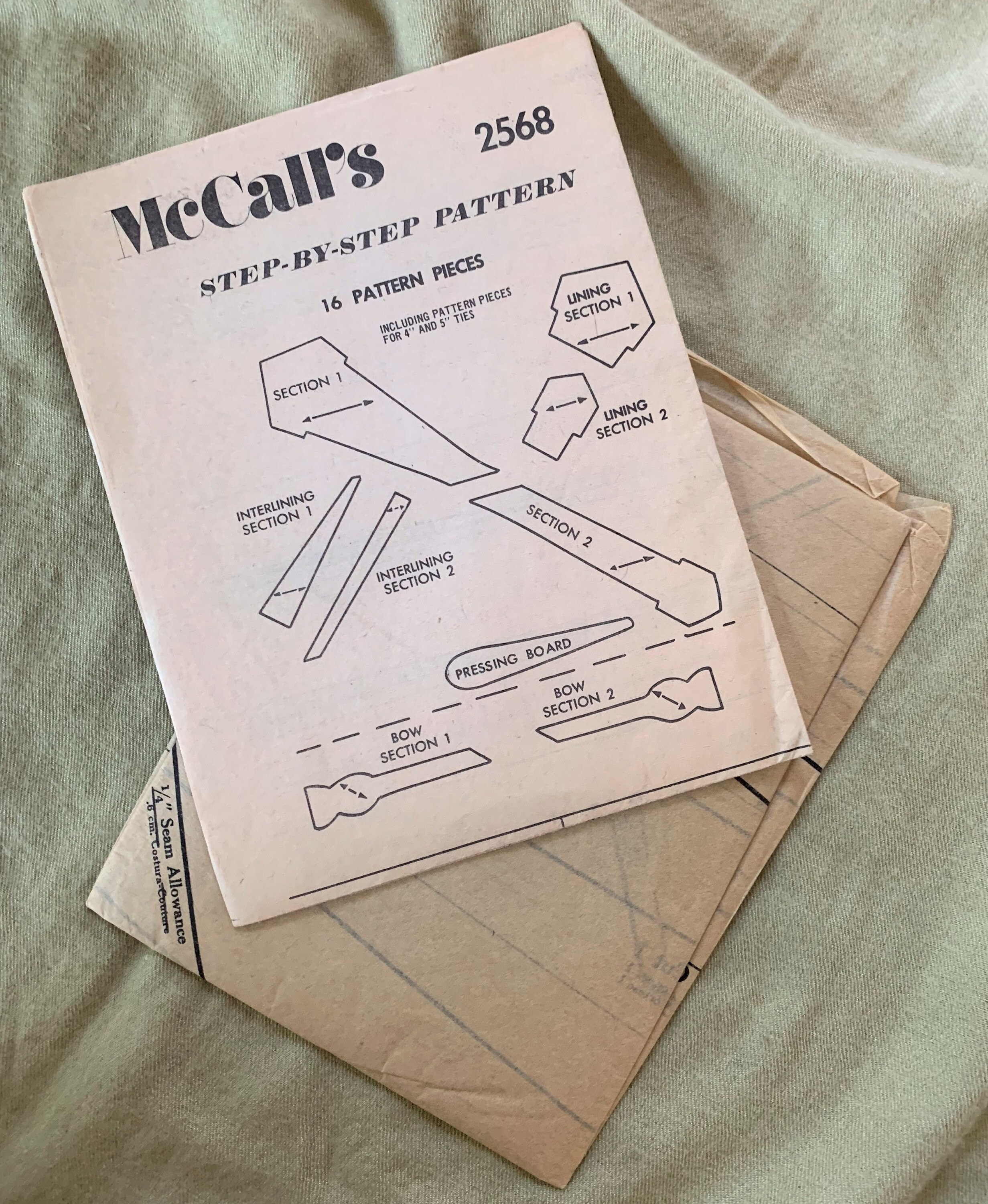 Vintage Mccall's Pattern 2568, Neck Ties 4 and 5 Wide and Bow Tie 3.5 ...