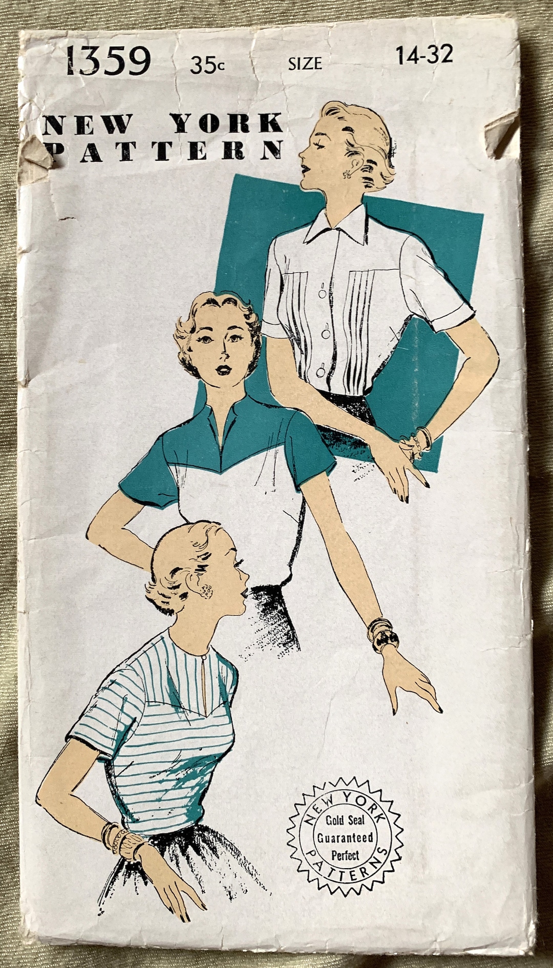 RARE Vintage 1950's New York Pattern 1359, Blouse Duet, CUT, Size 14 ...