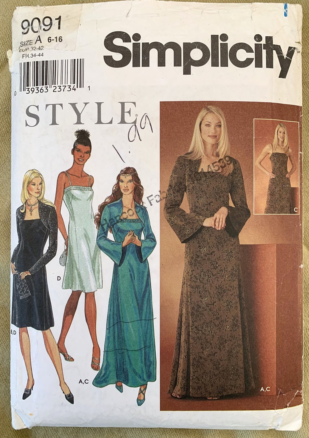 Vintage 1990's Simplicity STYLE Pattern 9091, Misses' Jacket and Dress ...
