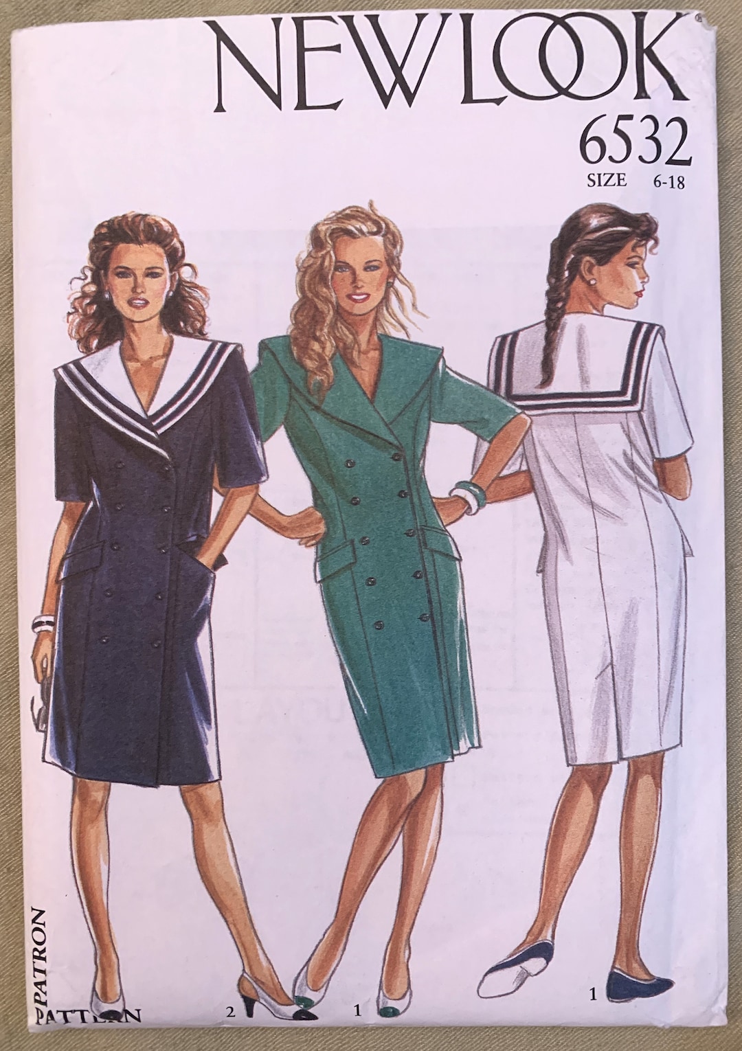 Vintage 1980's New Look Pattern 6532, Misses' Dress. UNCUT, Size 6-18 ...