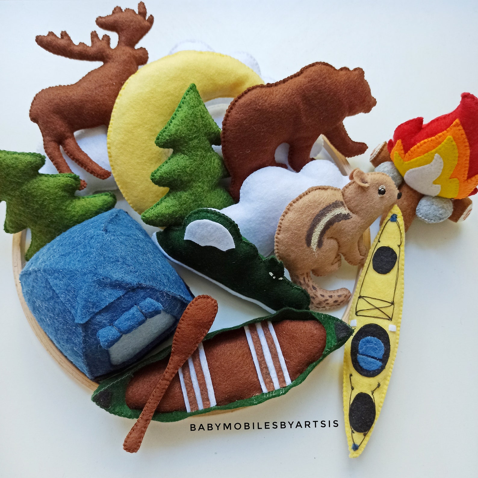 Forest animals mobile Camping style mobile Baby mobile with | Etsy