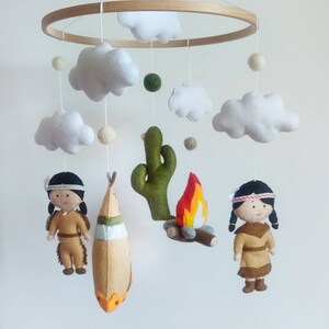 Tribal Theme Mobile Native American Dolls Baby Shower Mobile Cactus ...