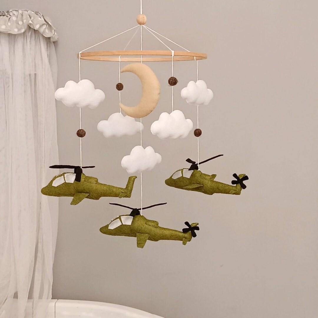 Apache Helicopter Baby Mobile, Military Nursery Decor, Jet Baby Mobile ...