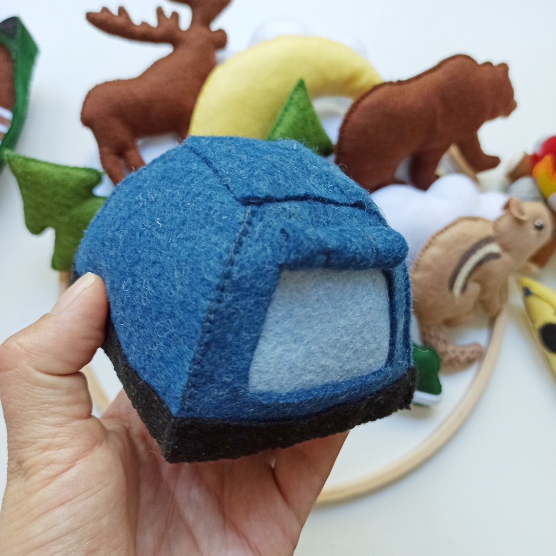 Forest animals mobile Camping style mobile Baby mobile with | Etsy