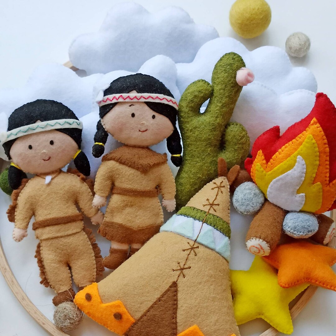 Tribal Theme Mobile Native American Dolls Baby Shower Mobile Cactus ...