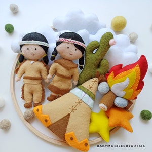 Tribal Theme Mobile Native American Dolls Baby Shower Mobile Cactus ...