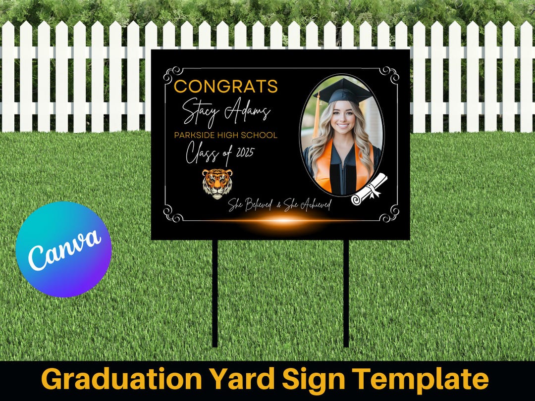 Class of 2025 Senior Graduation Yard Sign Canva Editable Template Size ...