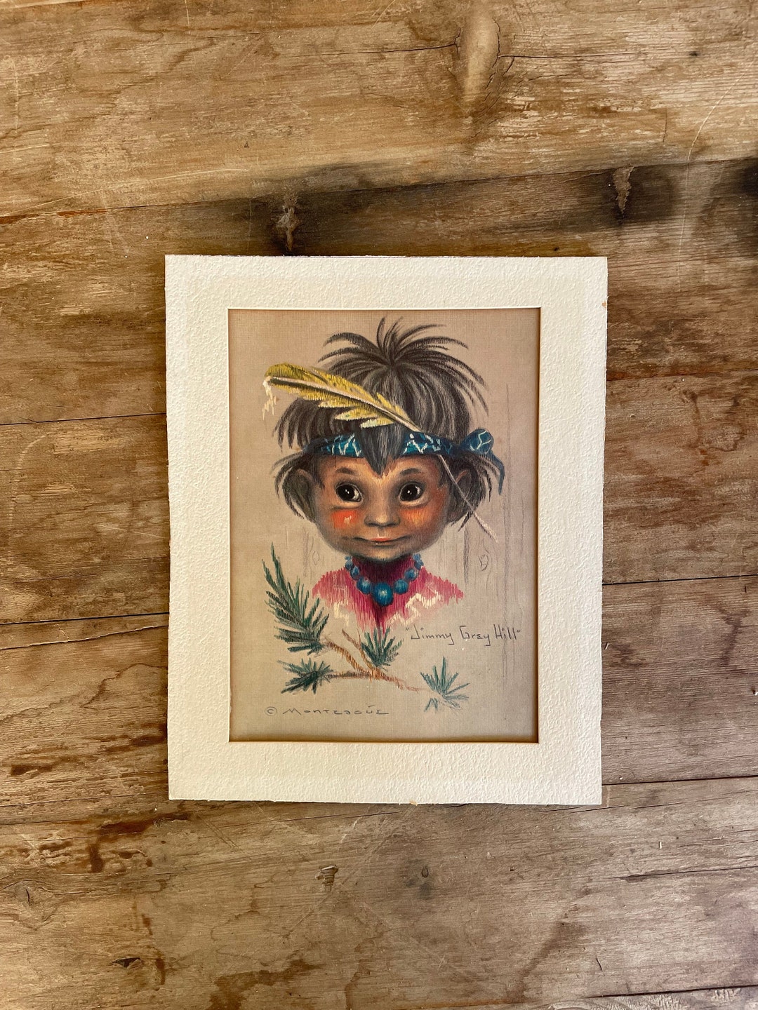 Vintage 1971 Native Boy Art "little One" / Monte Monteague - Etsy