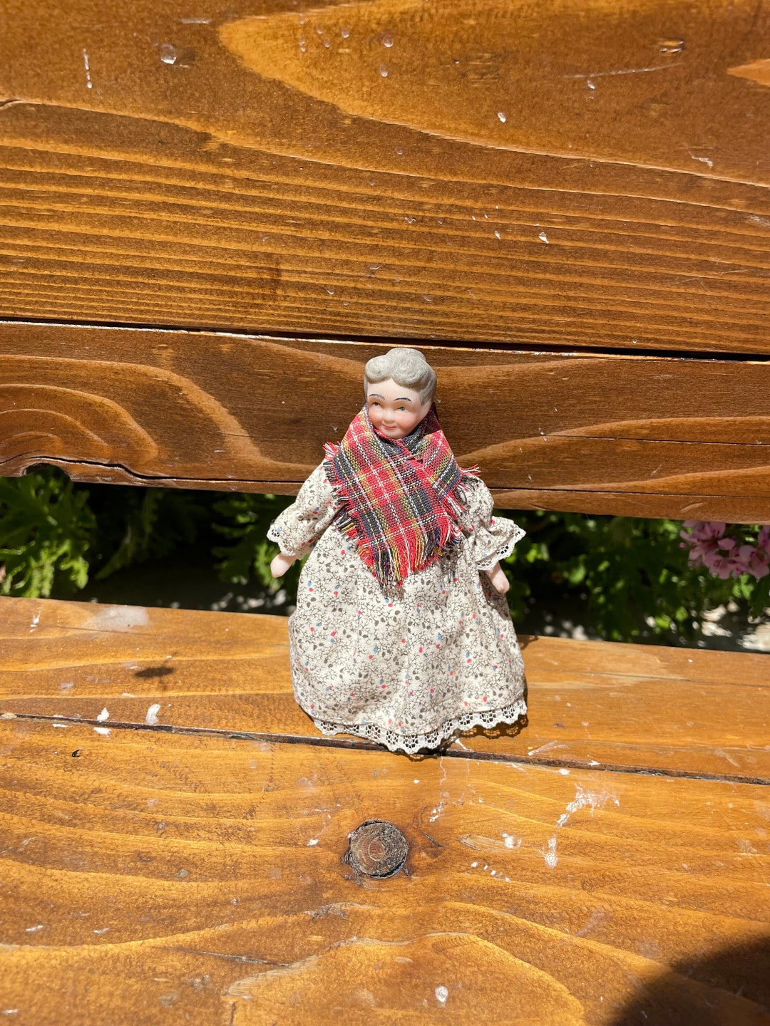 Vintage Tiny Grandma Doll With Scarf and Dress and Porcelain Face ...