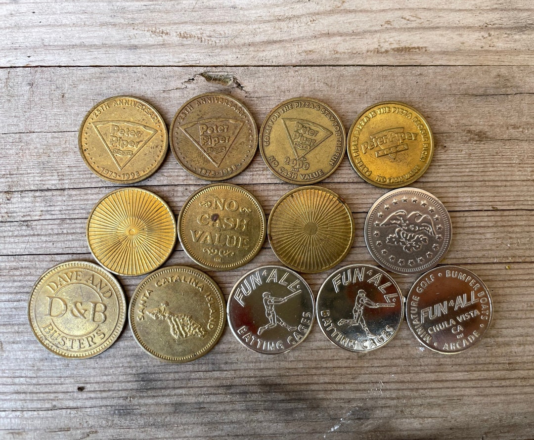 Vintage 1990s Collection of 13 Arcade Tokens - Etsy