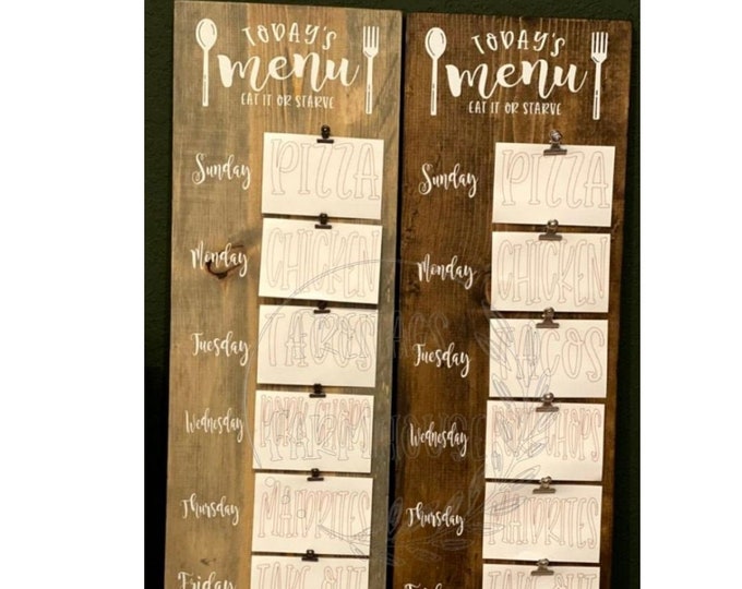 Menu Board for Kitchen | Menu Board Sign | Dinner Menu | Weekly Menu ...
