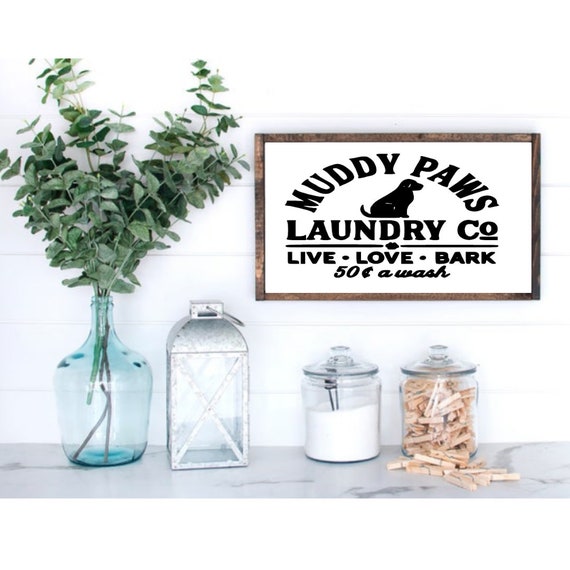 Muddy Paws Laundry Company Dog Lovers Laundry Room Sign | Etsy