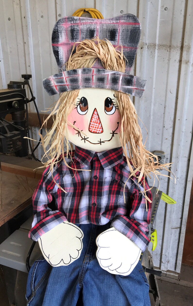 Wooden Scarecrow Sitting Scarecrow Wooden Fall Porch | Etsy