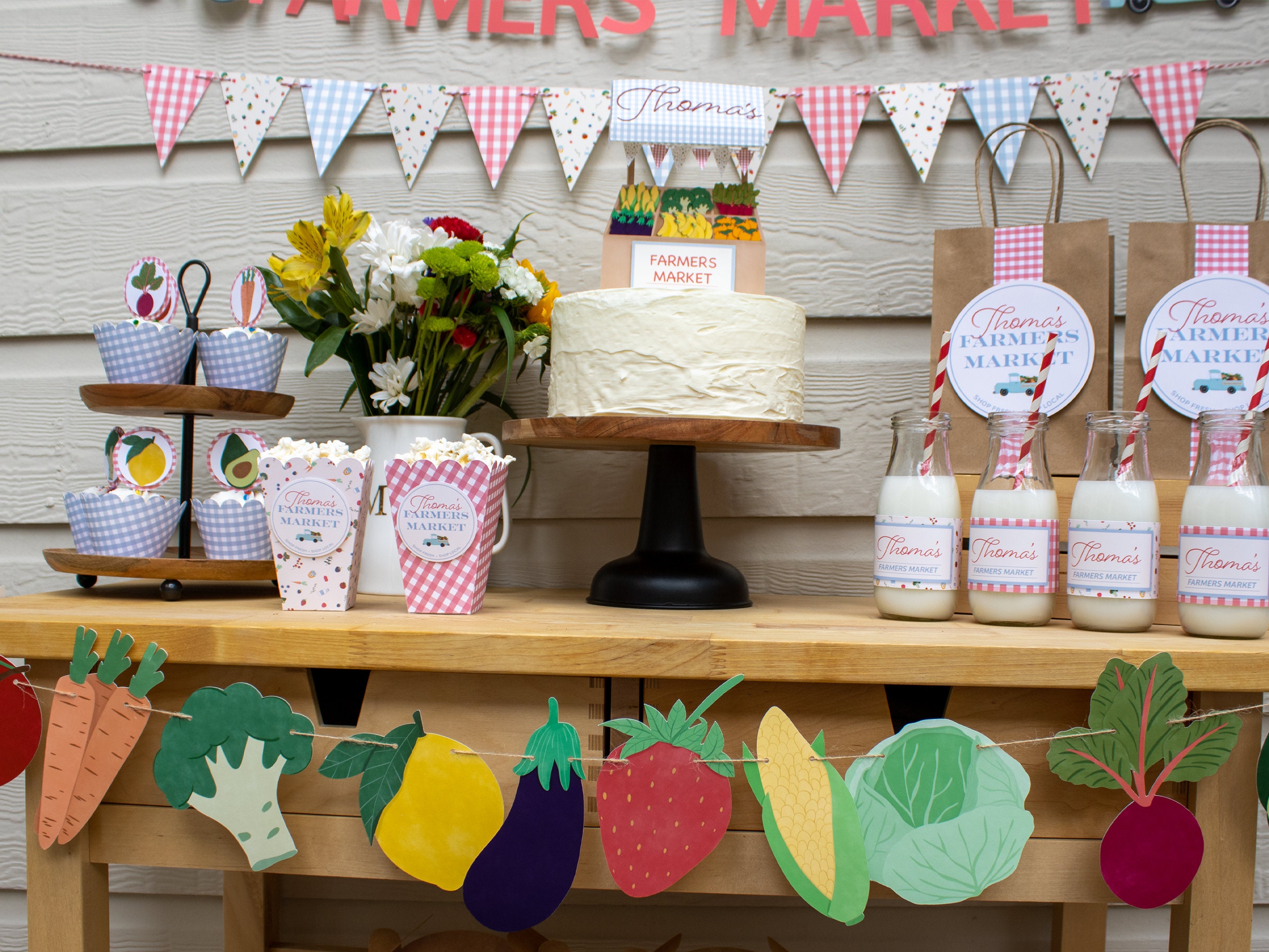 Farmers Market Party Decoration Kit: Banner, Garland, Cake Topper - Etsy