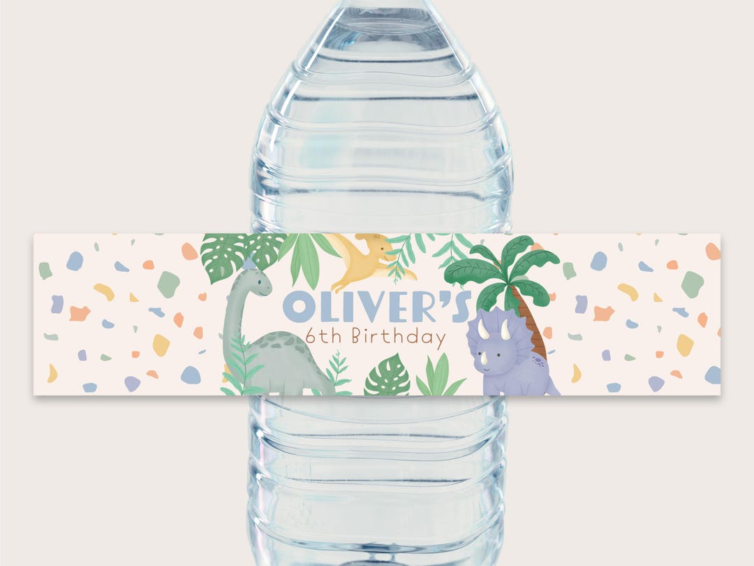 Dinosaur Bottle Label - Printable & Customizable - Etsy