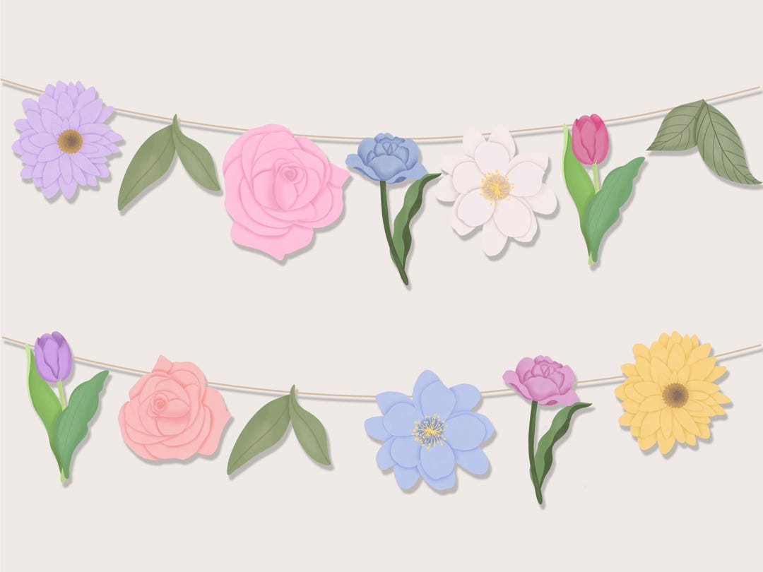 Floral Paper Garland: Spring Party Banner (printable) - Etsy