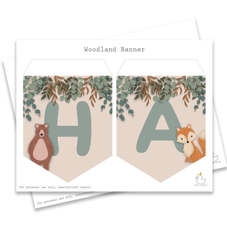 Woodland Happy Birthday Banner Animals Happy Birthday - Etsy