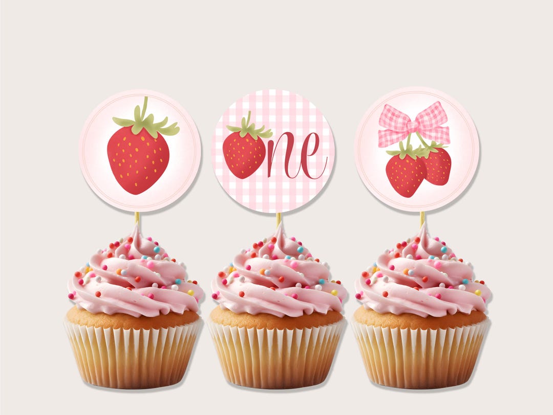 Strawberry Cupcake Topper - Printable - Etsy