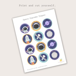 Space Cupcake Topper - Printable & Instant Download - Etsy