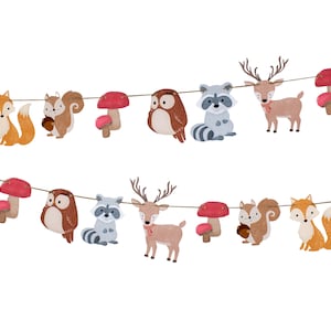 Woodland Animals Garland - Woodland Birthday Decoration - Wild One ...