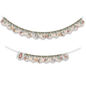 Woodland Happy Birthday Banner Animals Happy Birthday Banner. Wild One ...