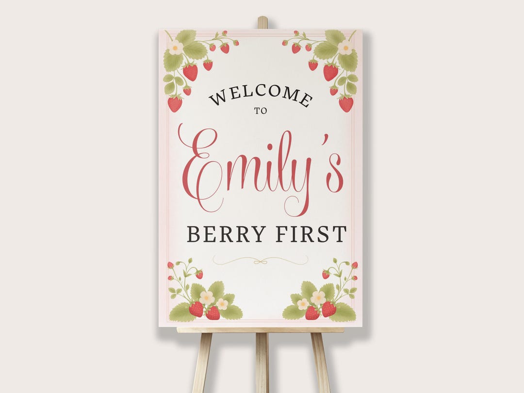 Customizable Strawberry Welcome Sign: Berry First Birthday Party - Etsy
