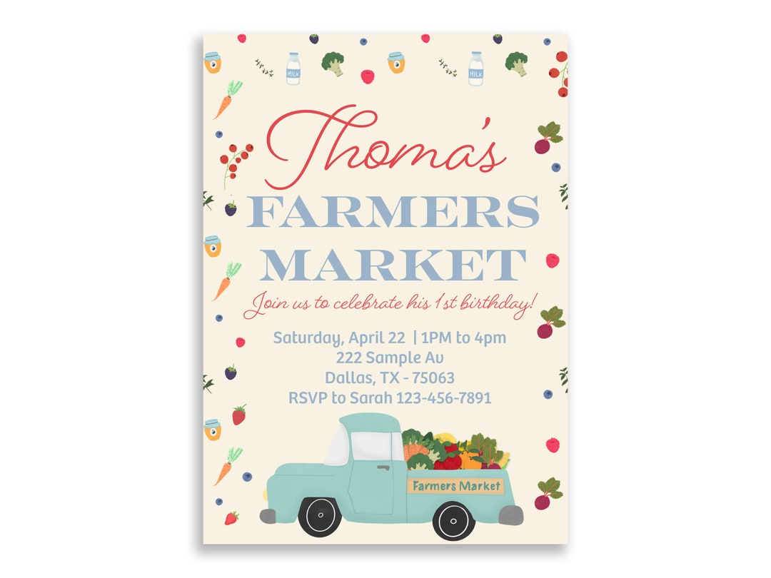 Farmers Market Birthday Invitation: Vegetable Harvest Party (digital ...