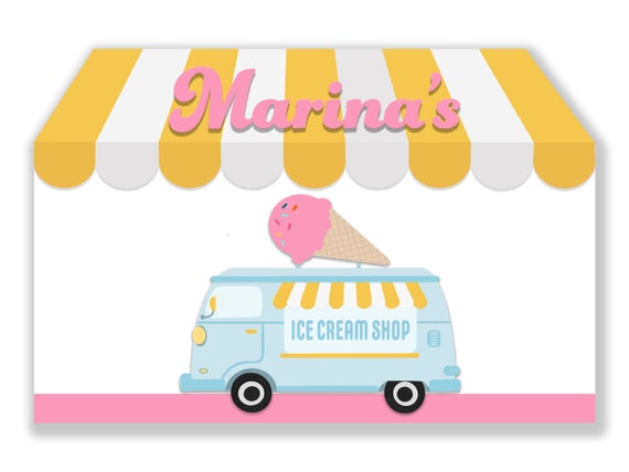 Ice Cream Birthday Backdrop Ice Cream Birthday Party Poster - Etsy