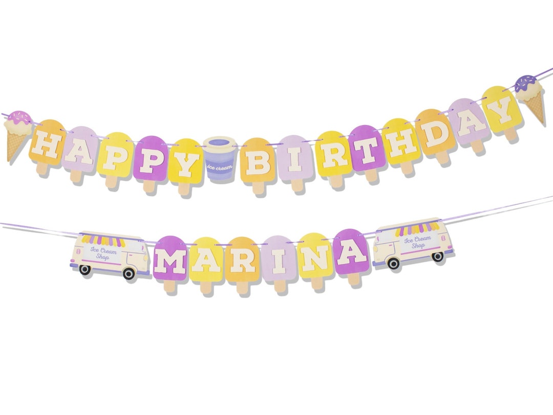 Ice Cream Birthday Banner - Ice Cream Birthday Decoration - Ice Cream ...