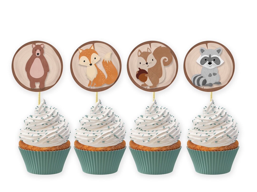 Woodland Printable Cupcake Topper Woodland Cupcake Decoration Woodland ...